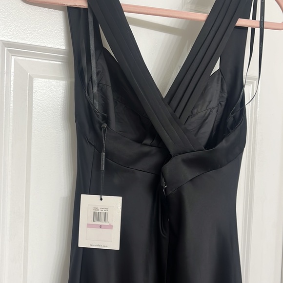 Calvin Klein | Dresses | Calvin Klein Nwt Long Black Satin Evening Gown ...